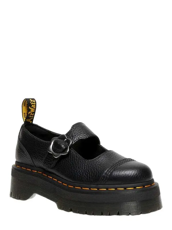 Dr. Martens Addina Flower Buckle Platform Shoes - Black