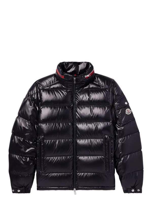 Moncler Bourne Quilted Shell Down Jacket With Logo - Blue