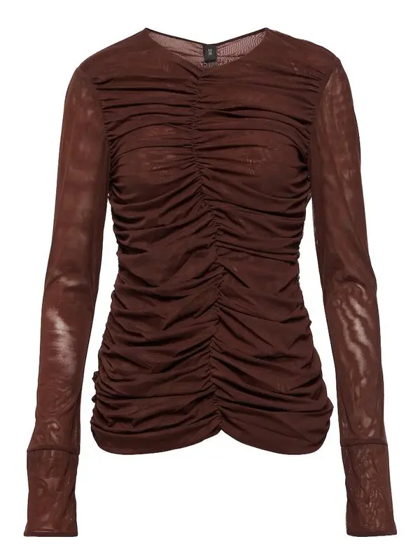 SIR. Jacques Gathered Mesh Top - Brown