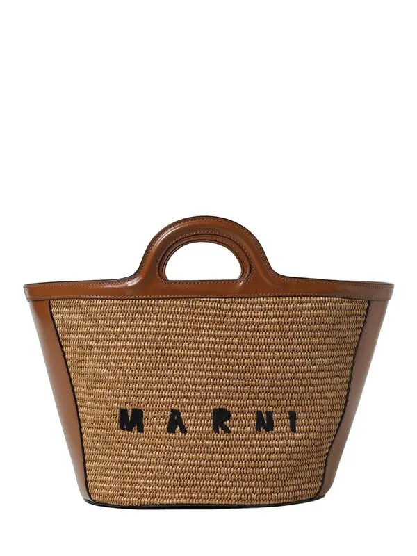 Marni Tropicalia Raffia And Leather Bag - Brown
