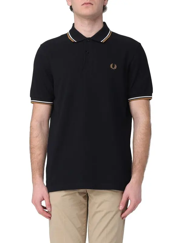 Fred Perry Cotton Polo Shirt With Logo - Black