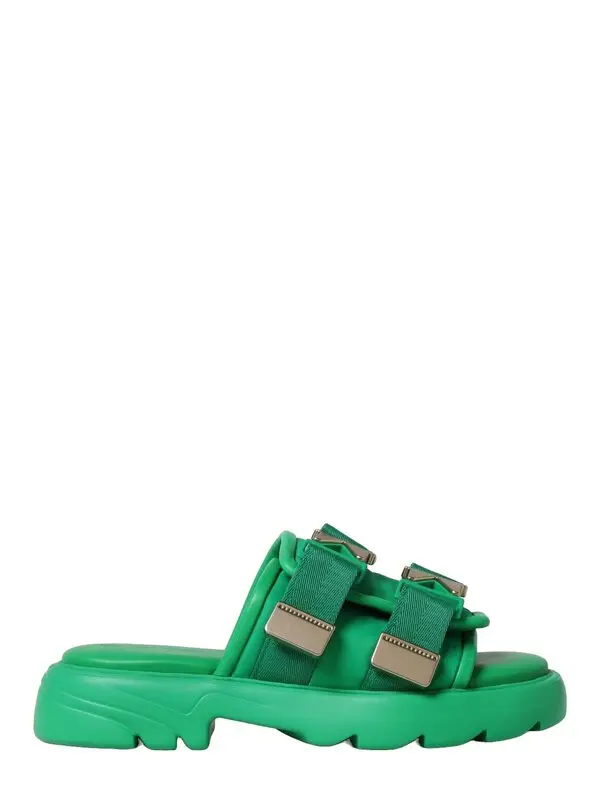 Bottega Veneta Flash Rubber And Canvas Heeled Sandals - Green