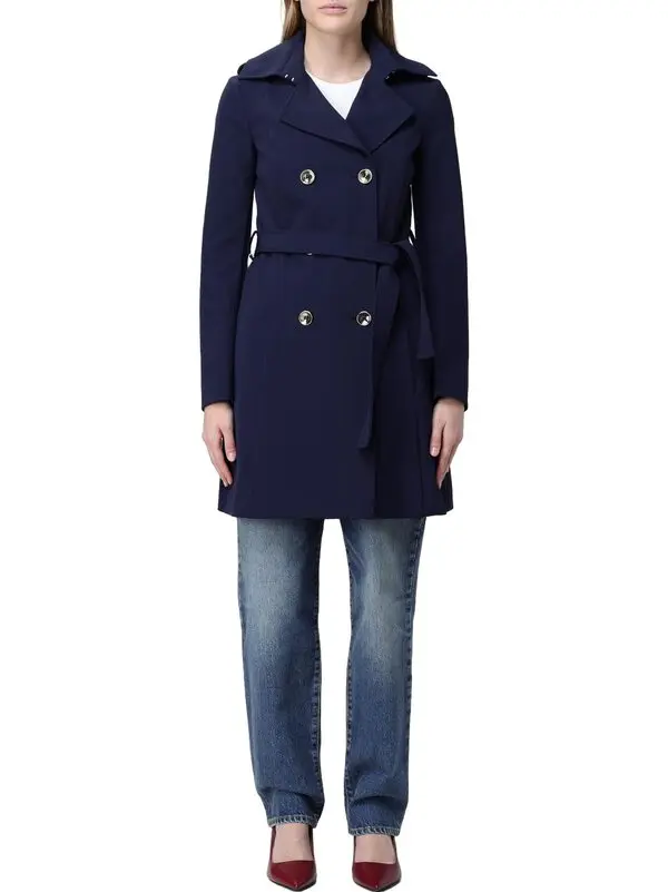 Patrizia Pepe Double Breasted Belted Jacket - Blue