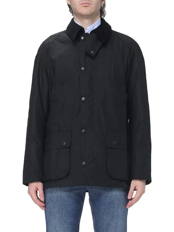 Barbour Ashby Waxed Cotton Jacket With Corduroy Collar - Black