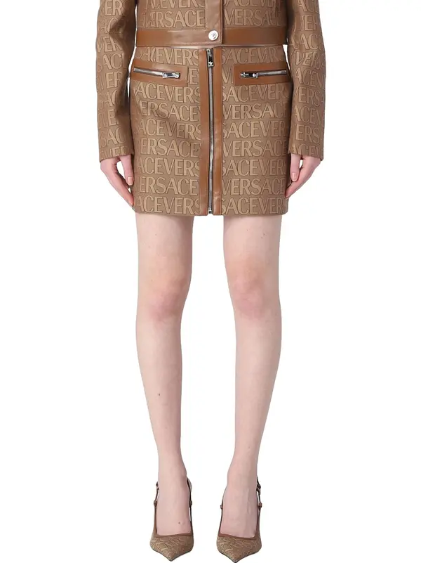 Versace Jacquard Canvas Mini Skirt - Beige