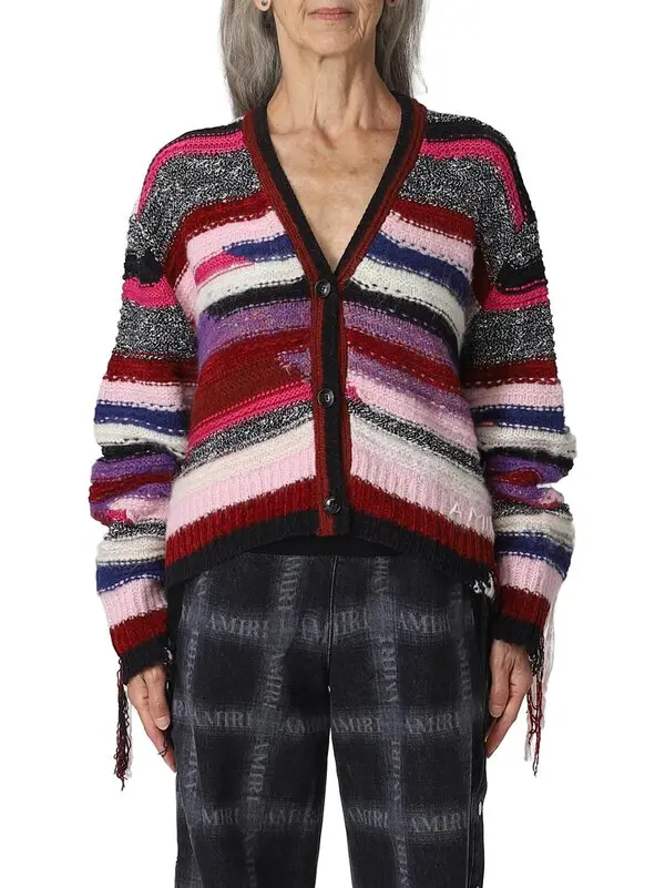 Amiri Striped Knit Cardigan - Violet