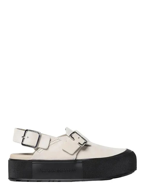 Alexander McQueen Suede Platform Mules - Beige