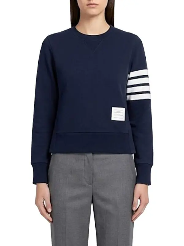 Thom Browne Sweatshirt With Signature Stripes - Blue