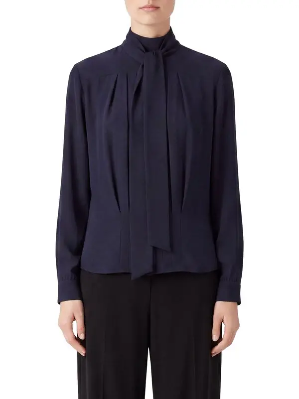 N° 21 Elegant Silk-blend Blouse With Pussy-bow Collar And Long Sleeves - Black