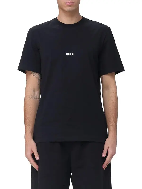 MSGM Cotton T-shirt With Logo - Black