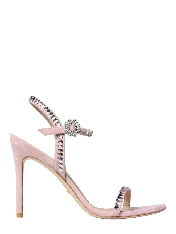 STUART WEITZMAN Suede Ballet Sandal With Rhinestones - Baby Pink