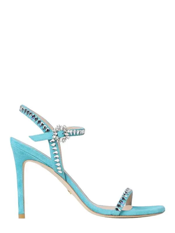 STUART WEITZMAN Suede Ballet Sandal With Rhinestones - Turquoise