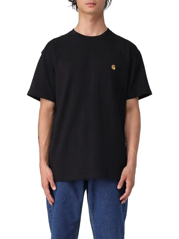 Carhartt Work In Progress Cotton T-shirt With Embroidered Logo And Dropped Shoulders - Black