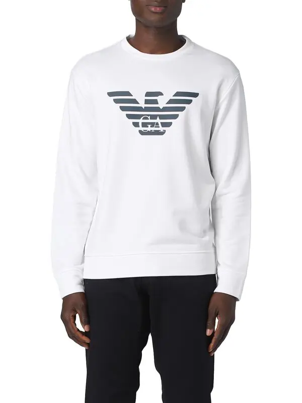 Emporio Armani Sweatshirt In Cotton Blend - White