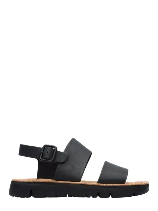 Camper Oruga Full Grain Leather Heeled Sandals - Black