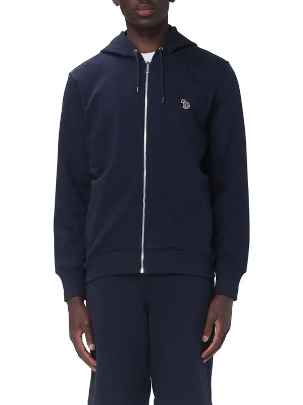 Paul Smith Zip-up Hoodie With Embroidered Logo - Blue