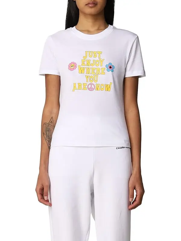 CHIARA FERRAGNI T-shirt With Slogan Print - White