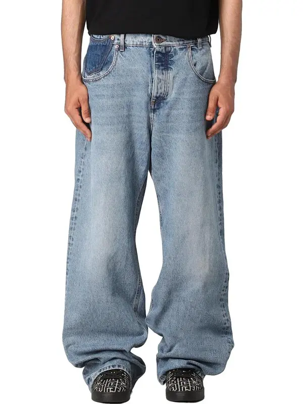 Balmain Wide Leg Jeans - Denim