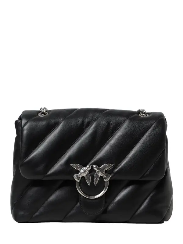 Pinko Quilted Shoulder Bag With Chain Strap - Black 1