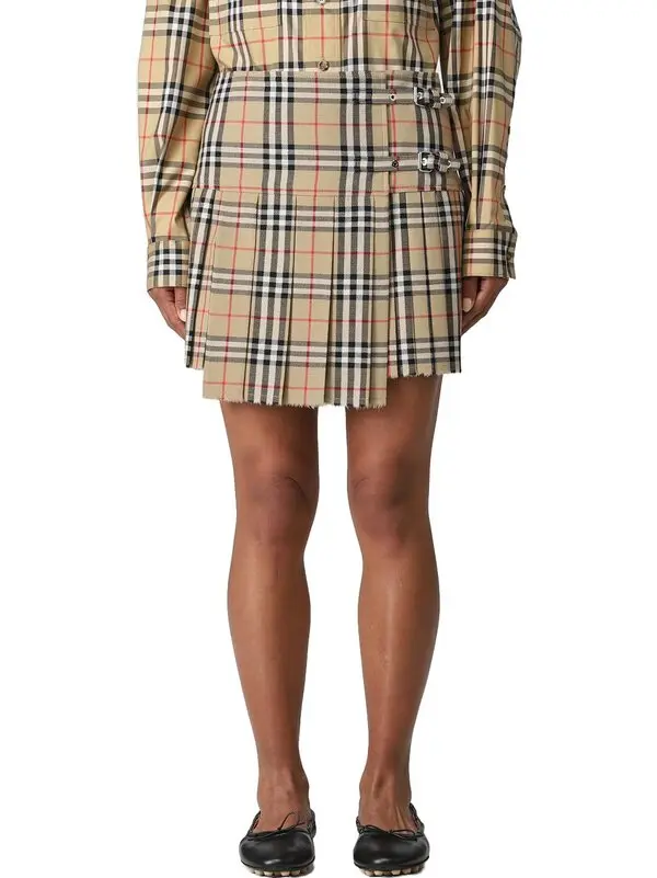 Burberry Plaid Skirt - Beige