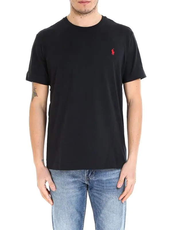 Polo Ralph Lauren Crewneck Cotton T-shirt With Embroidered Pony Logo - Black