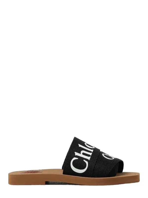 Chloé Fabric And Rubber Sliders - Black