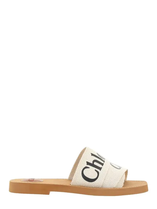Chloé Fabric And Rubber Sliders - White