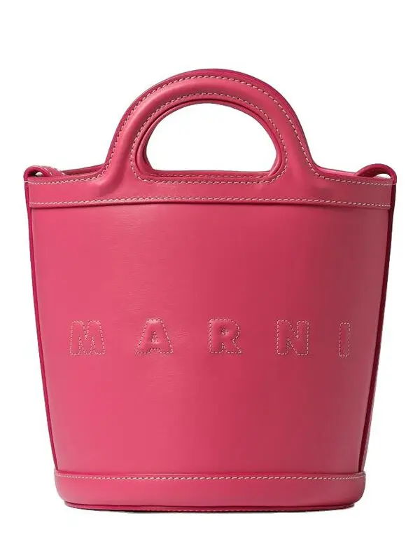 Marni Tropicalia Mini Bucket Bag In Leather - Fuchsia