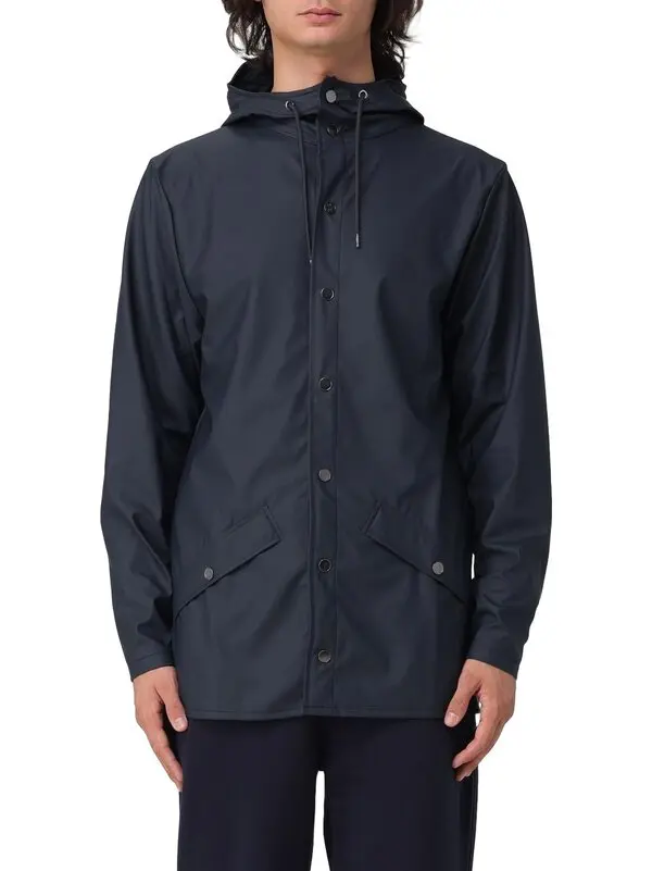Rains Hooded Waterproof Jacket In Recycled Technical Fabric - Blue