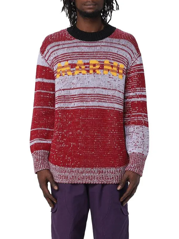 Marni Wool Intarsia Knit Sweater - Burgundy