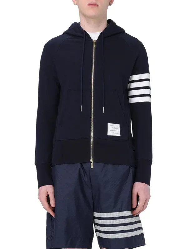 Thom Browne Cotton Hooded Sweatshirt - Blue