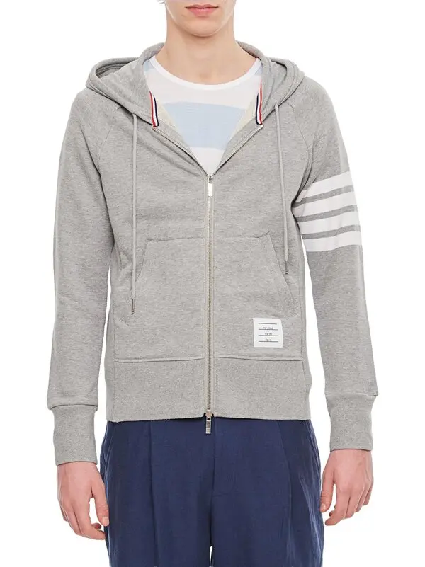 Thom Browne Cotton Hooded Sweatshirt - Grey 1