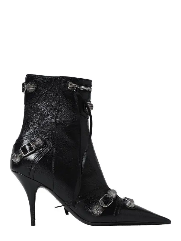 Balenciaga Cagole Ankle Boots In Leather - Black
