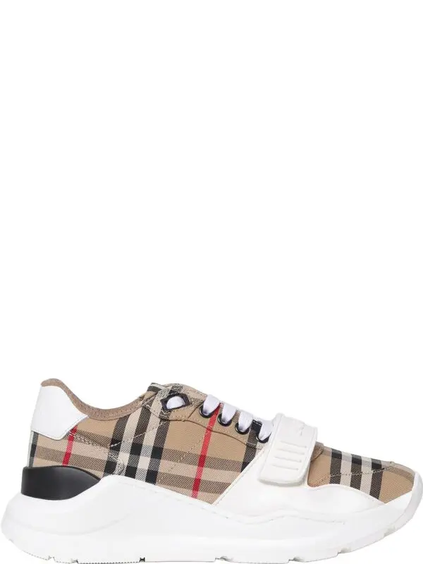 Burberry Regis Canvas Check Sneakers - Beige