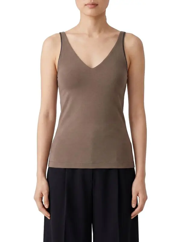 Brunello Cucinelli Spaghetti Strap Top - Camel