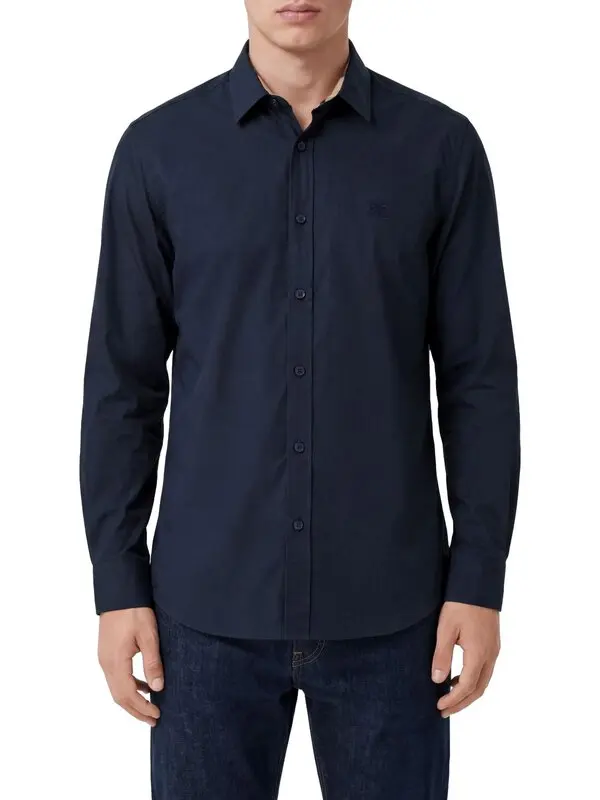 Burberry Slim Fit Stretch-cotton Shirt With French Collar - Blue