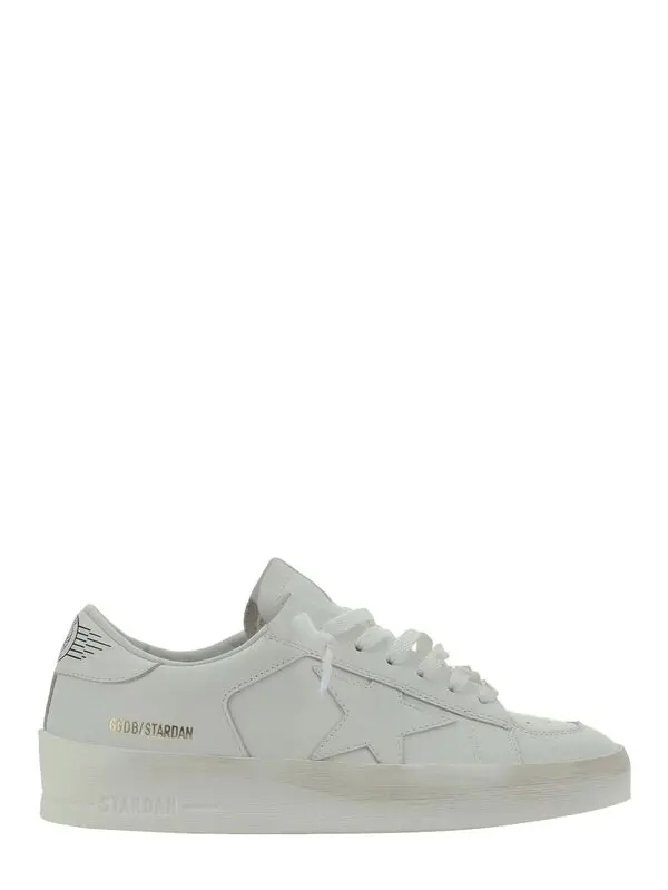 GOLDEN GOOSE Stardan Calfskin Leather Sneakers With Distressed Effect - White