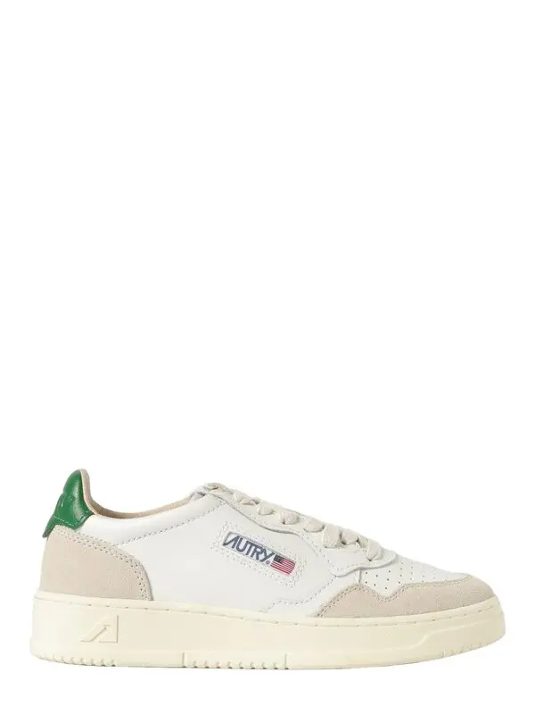 AUTRY Medalist Low Lace-up Leather Sneakers With Perforated Toe - Beige