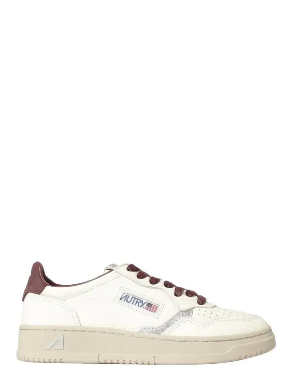 AUTRY Medalist Low Lace-up Leather Sneakers With Perforated Toe - Burgundy
