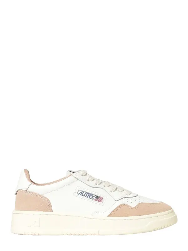 AUTRY Medalist Low Lace-up Leather Sneakers With Perforated Toe - Pink