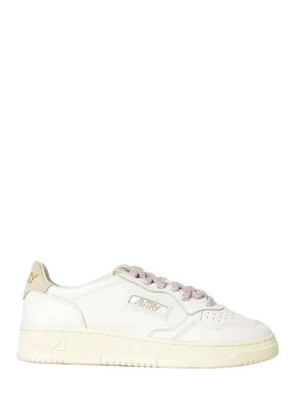 AUTRY Medalist Low Lace-up Leather Sneakers With Perforated Toe - Yellow Cream