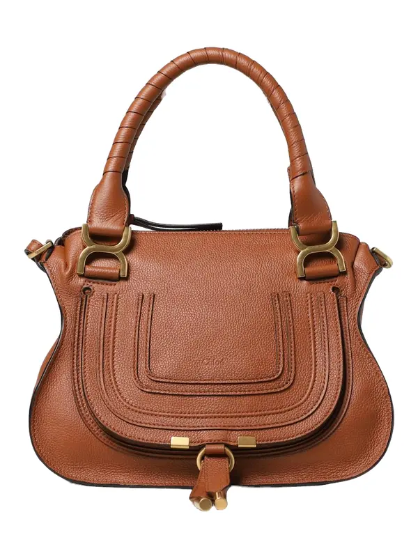 Chloé Marcie Handbag In Grained - Camel