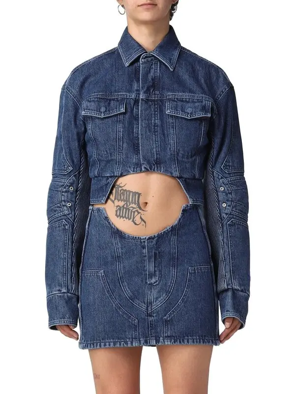 Off-White Denim Jacket With Cutout Detail - Blue