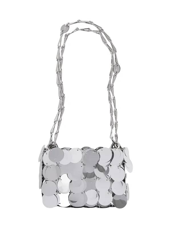 Rabanne Paillette-embellished Faux Leather Shoulder Bag - Silver