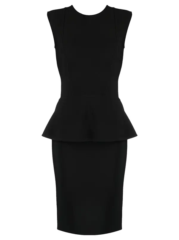 HERVE L. LEROUX Peplum-waist Dress - Black