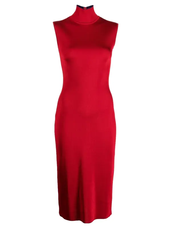 HERVE L. LEROUX Knitted Pencil Dress - Red