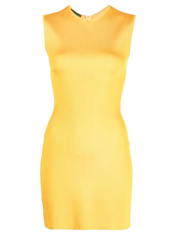HERVE L. LEROUX Sleeveless Knit Mini Dress - Yellow