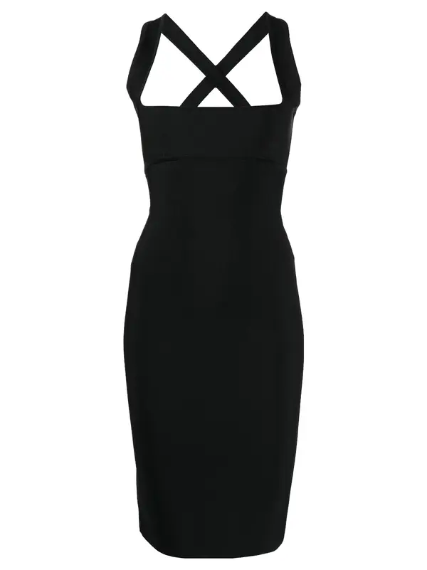 HERVE L. LEROUX Scoop-neck Pencil Dress - Black