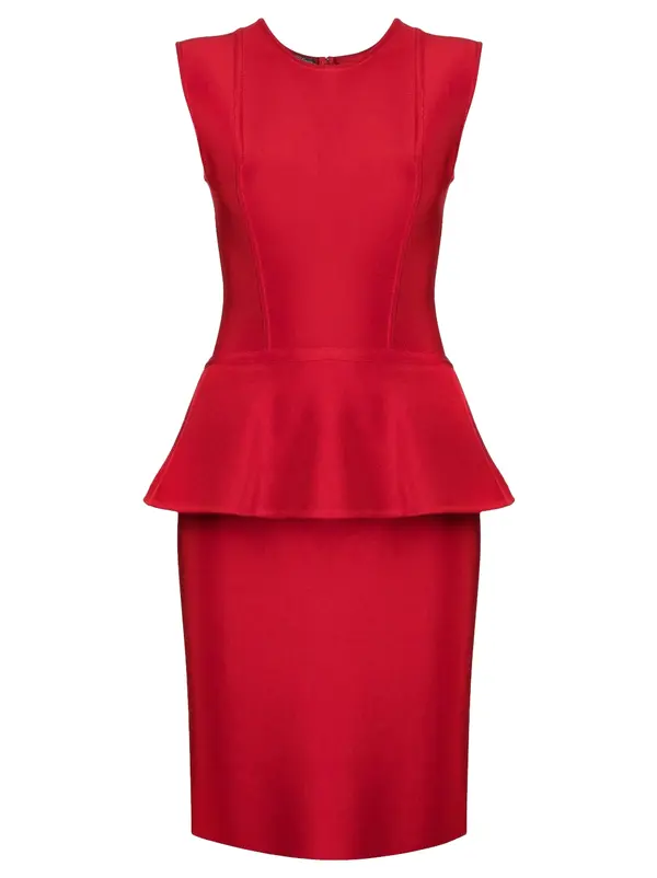HERVE L. LEROUX Peplum Pencil Dress - Red