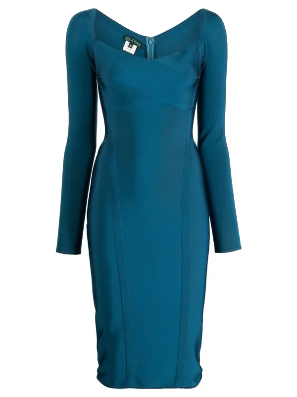 HERVE L. LEROUX Bandage Pencil Dress - Blue